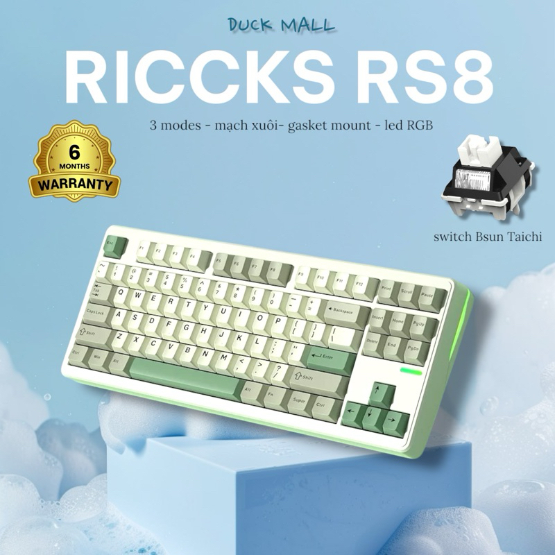 [BẢO HÀNH 6 THÁNG] Bàn phím cơ Riccks Rs8 3 Modes | Mạch Xuôi | Keymap VIA | Shopee Việt Nam