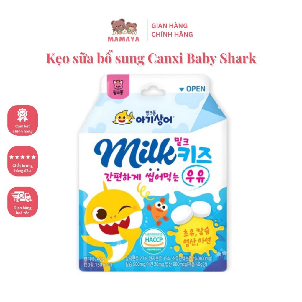Kẹo Sữa Non bổ sung Canxi và Kẽm cho bé Baby Shark Hàn Quốc | Shopee ...