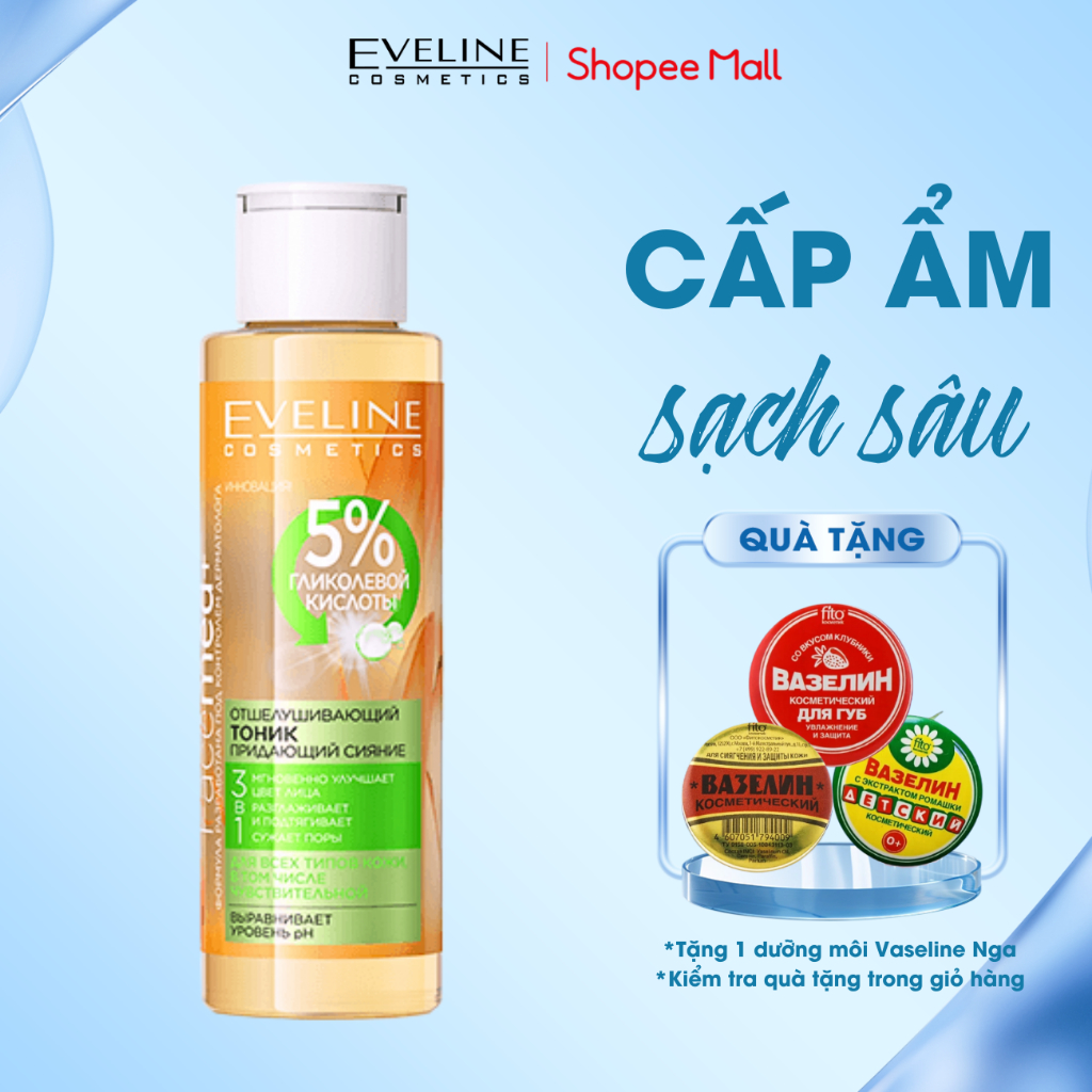 Toner làm căng bóng da Eveline 5% Glycolic Acid 3in1 110ml | Shopee ...
