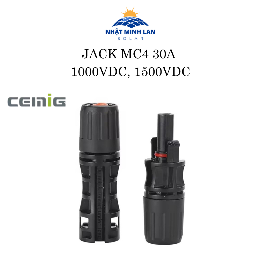 Jack MC4 CEMIG kết nối dây DC bằng đồng mạ thiếc, chống nước IP67, điện áp 1000V 1500V, dòng ...