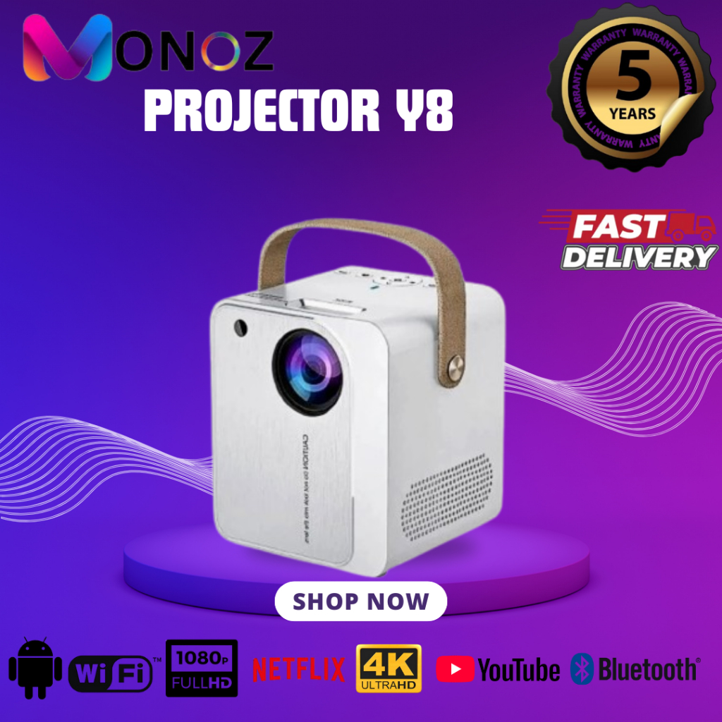Máy chiếu Android MONOZ Y8 PRO 6500 Lumens HD 1080P 4K WiFi LED ...