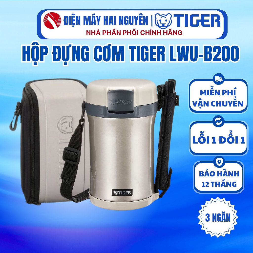 Hộp đựng cơm giữ nhiệt Tiger 3 ngăn LWU-B200 (1.41L) | Shopee Việt Nam