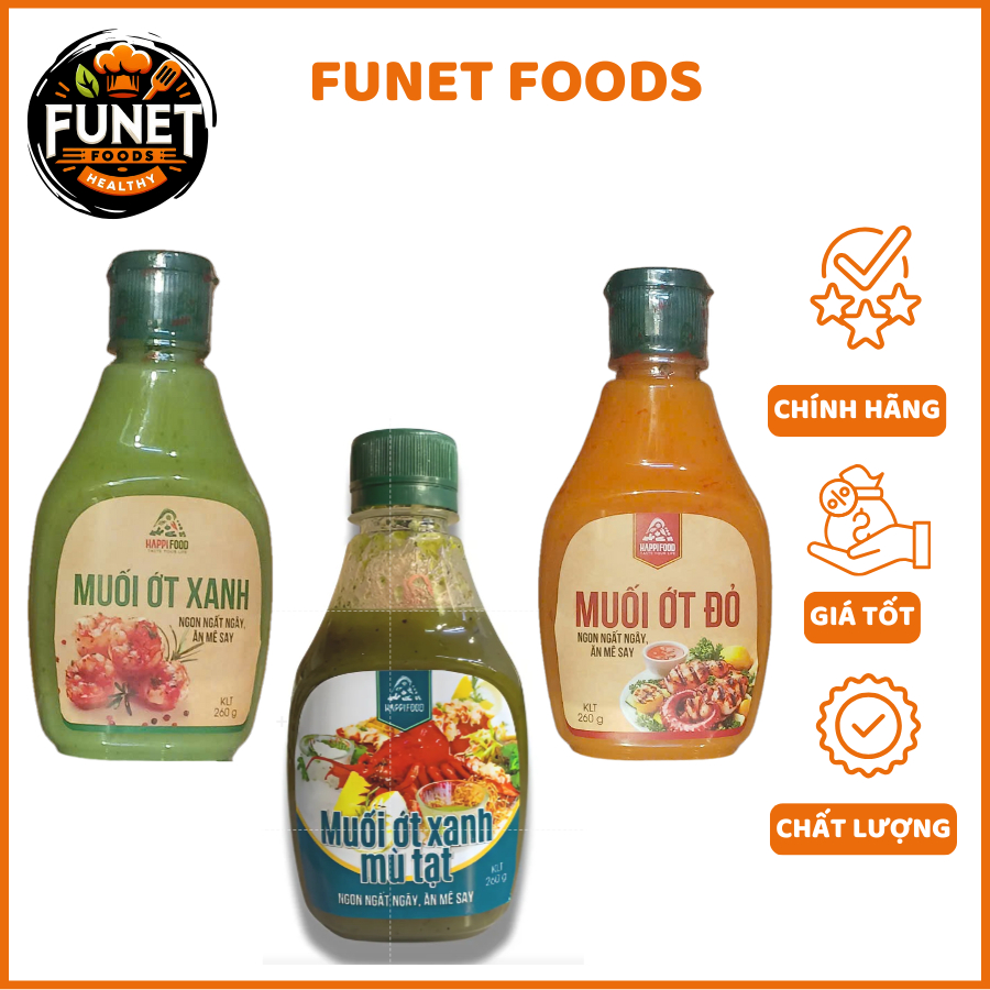 Sốt Muối Chấm Happi Food 3 Loại - Chuyên Dùng Chấm Hải Sản, Đồ Chiên Nướng, Trái Cây Rau Củ ...