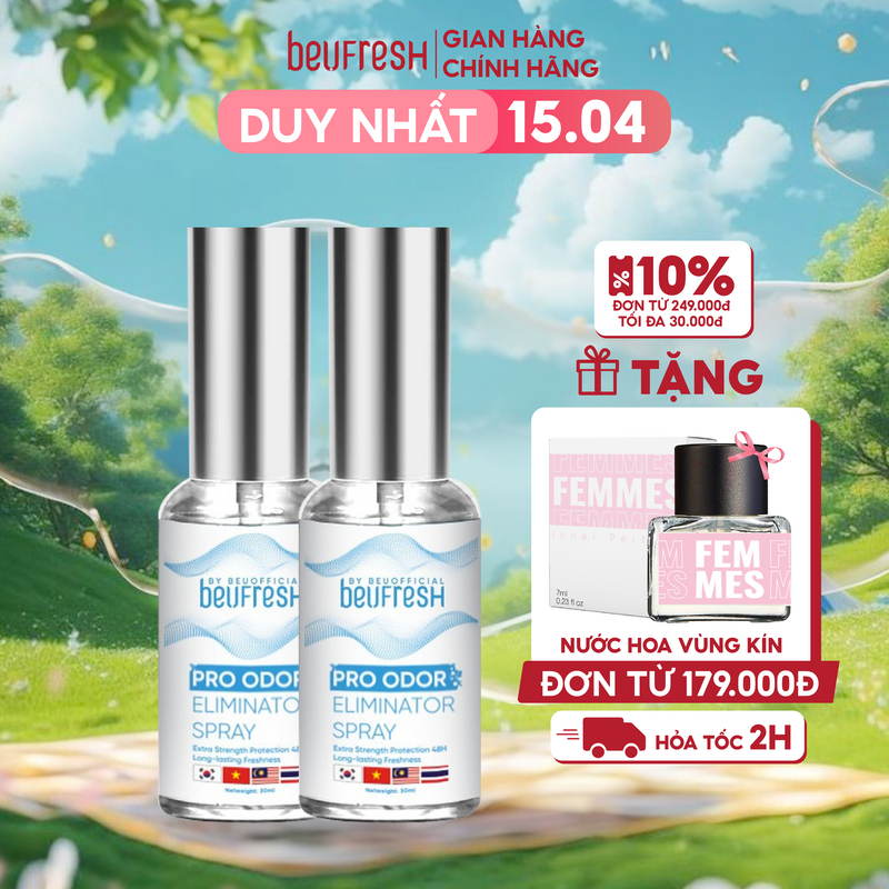 Combo 2 Xịt khử mùi toàn thân, lăn khử mùi BEUFRESH ngăn tiết mồ hôi ...