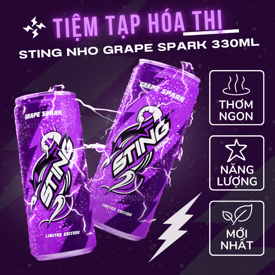 1 Lon Lẻ Nước Tăng Lực Sting Nho Grape Spark (330ml/lon) Sting Năng ...