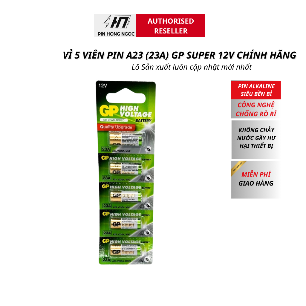 Vỉ 5 Pin A23 GP Batteries 12V Siêu Bền , Dùng cho remote - Hàng chính hãng | Shopee Việt Nam