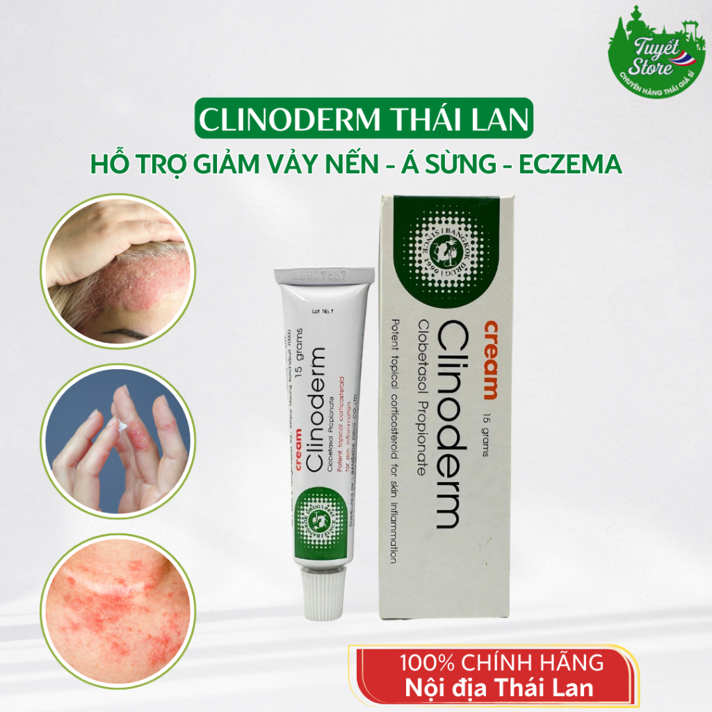 Kem bôi da Clinoderm 15gr Thái Lan hỗ trợ giảm ngứa da, vảy nến, á sừng ...