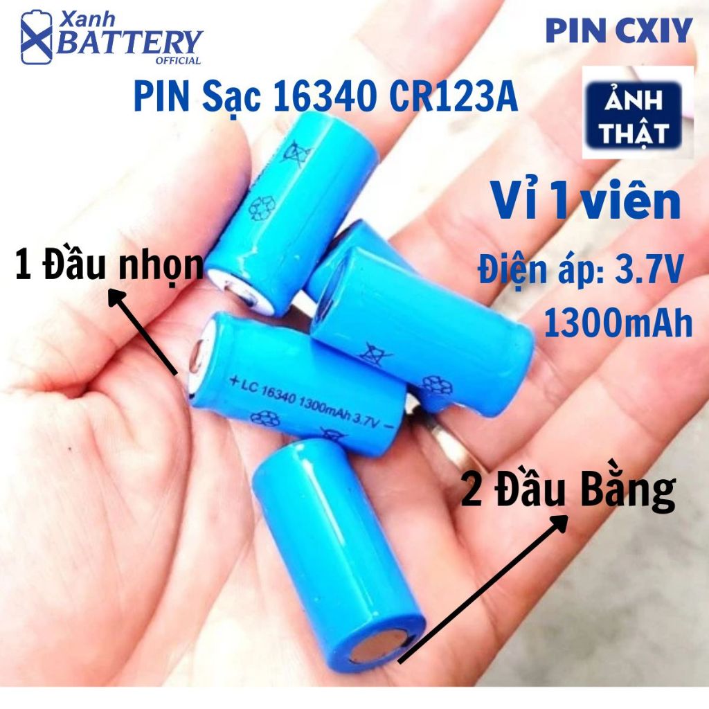 Pin Sạc 16340 CR123A 3.7V 1300mAh - Pin Chạy Quạt, Đèn, Đồ Chơi, Máy ...