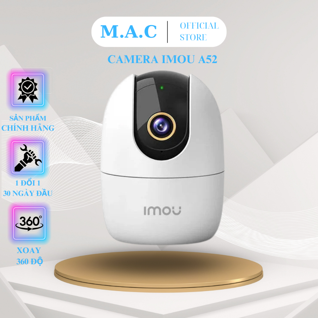 Camera IMOU A52 độ phân giải 3K-5MP, camera trong nhà có đèn hồng ngoại ...