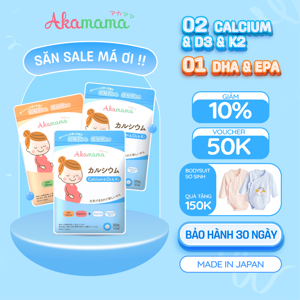 [QUÀ 150K] COMBO 2 CANXI + 1 DHA cho bà bầu Akamama, Nhật Bản | Shopee ...