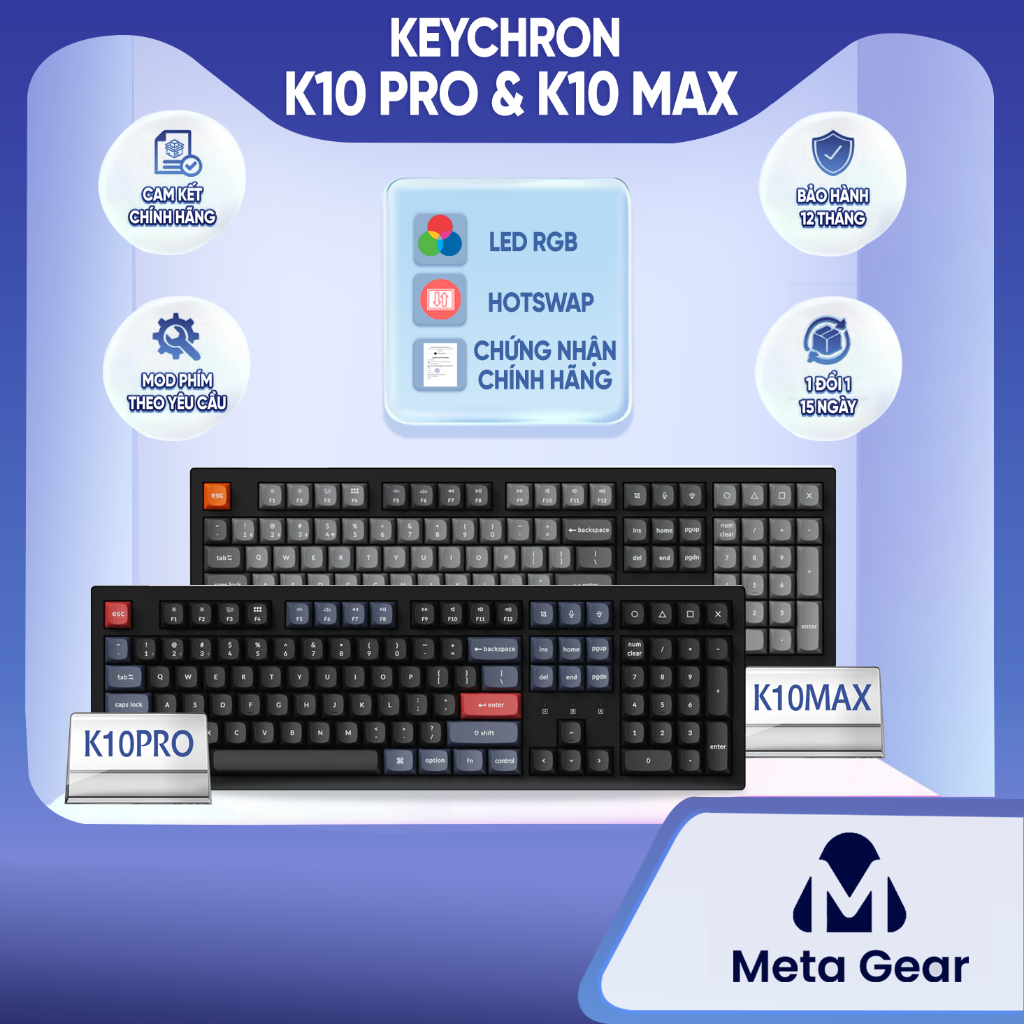 Bàn Phím Cơ Keychron K10 Pro - Bàn Phím Cơ Keychron K10 Max 3 Mode - Fullsize - Hỗ trợ QMK/VIA ...