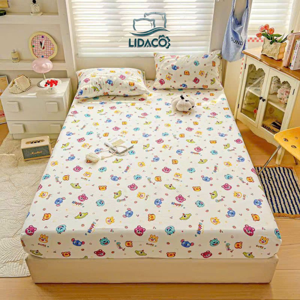 Bộ ga gối cotton Icy LIDACO họa tiết dễ thương chất liệu mềm mát nhiều ...
