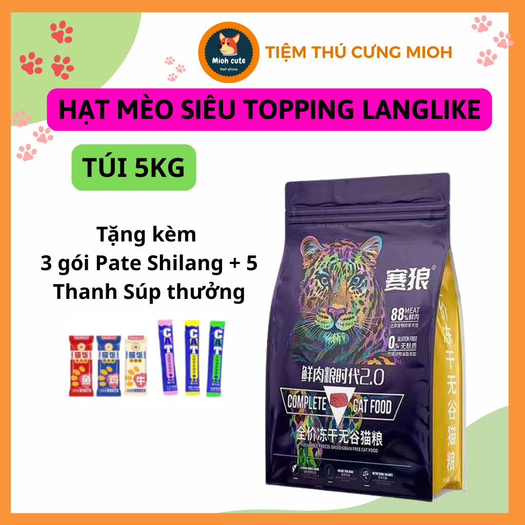 5Kg Hạt mèo Langlike dành cho mèo mọi lứa tuổi Siêu Topping hấp dẫn cho ...