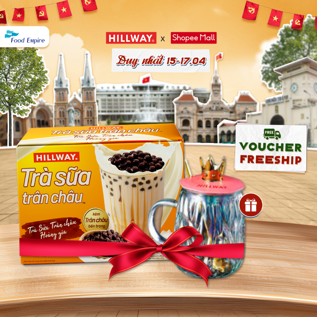 Combo trà sữa trân châu Hillway Truyền thống - kèm ly vương miện ...