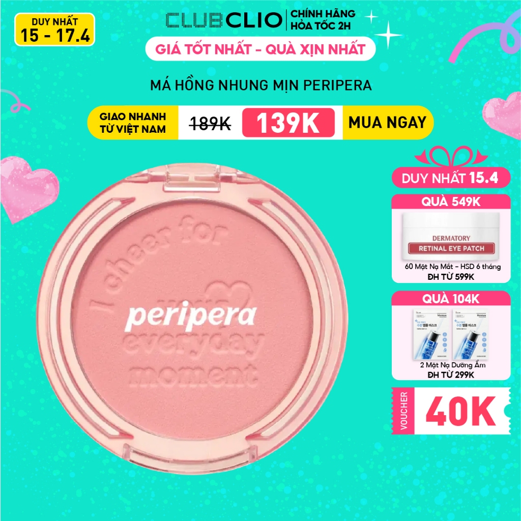 [Duy nhất 16.4]Má Hồng Peripera Pure Blushed Sunshine Cheek 4.2G ...