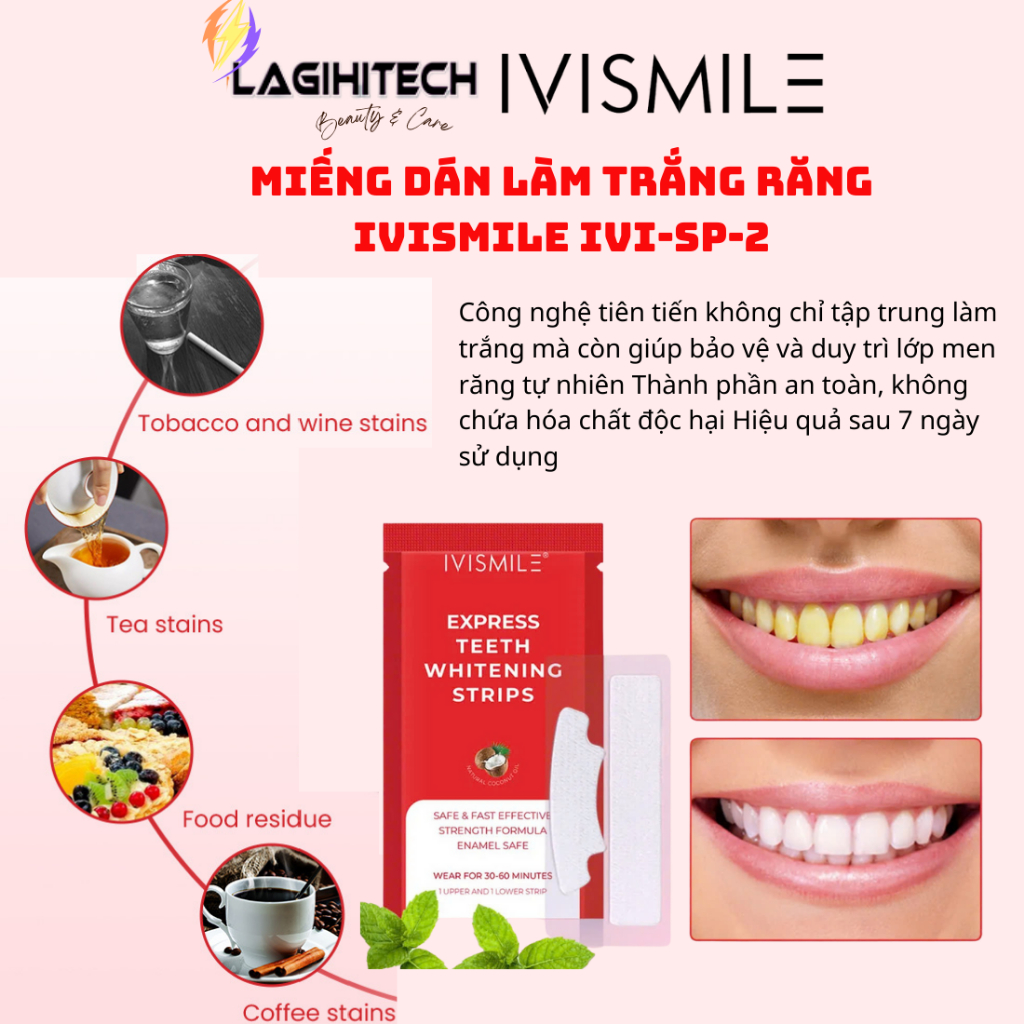 Miếng Dán Làm Trắng Răng IVISMILE IVI-SP-2 (Hộp 14 Miếng) - Hàng Chính Hãng | Shopee Việt Nam