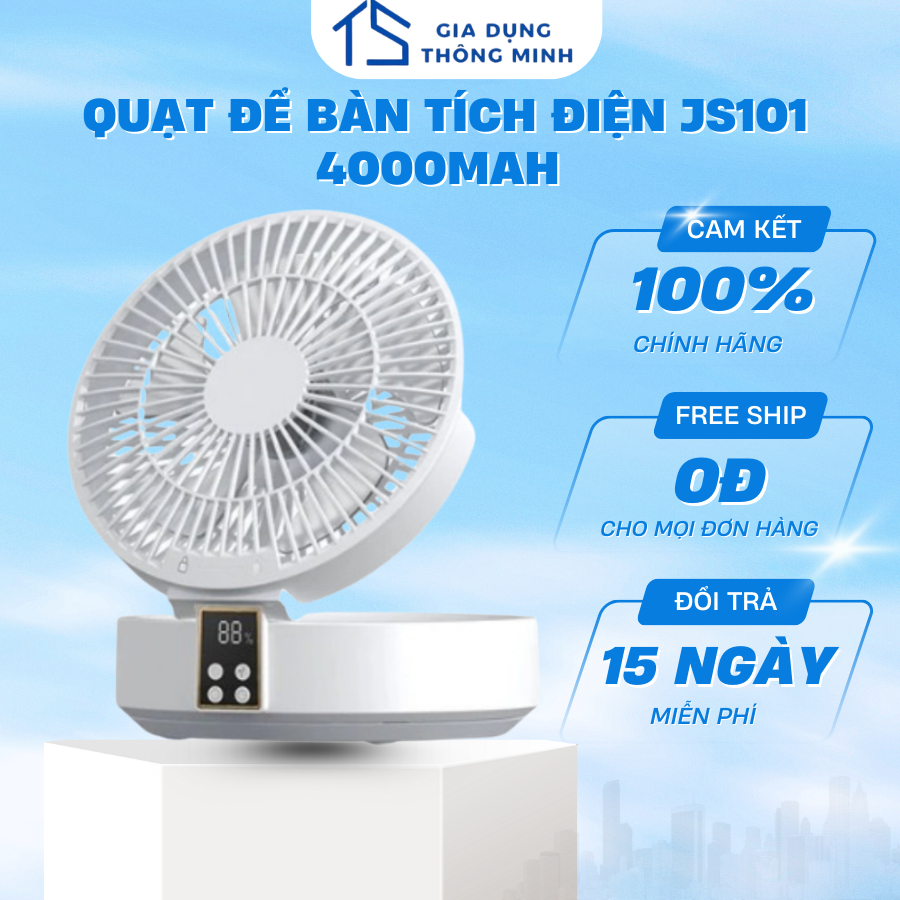 Quạt Để Bàn Tích Điện JS101 4000mAh Nhỏ Gọn 3 Chế Độ Gió - Quạt Treo Tường Mini Có Điều Khiển Từ ...