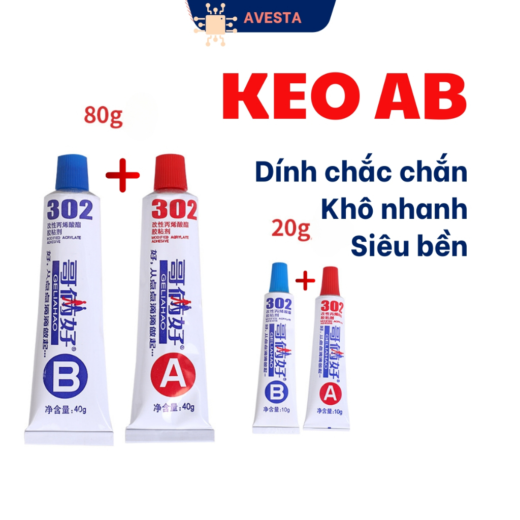 Keo 302, keo AB,keo epoxy trong suốt 2 thành phần chịu nhiệt dán nhựa ...