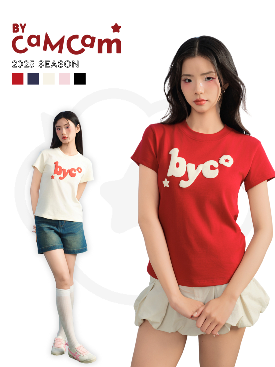 Áo Babytee MINI STAR 𝑩𝒚𝒄𝒂𝒎𝒄𝒂𝒎 Form Basic 100% Cotton In Nổi Logo Byc Cho Nữ [To Youth Collection ...