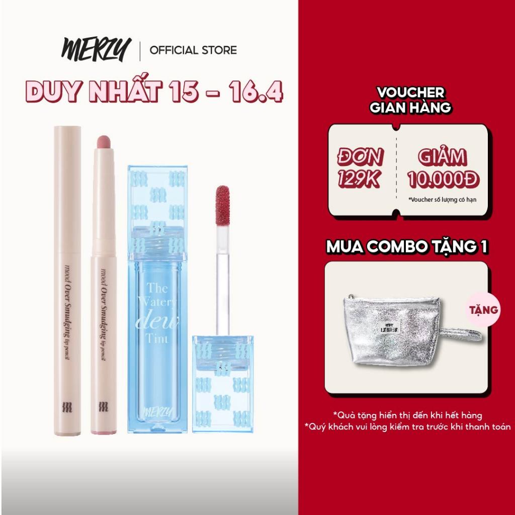 Combo Son Merzy The Watery Dew Tint Ver 4 + Chì Kẻ Viền Môi Merzy Mood ...