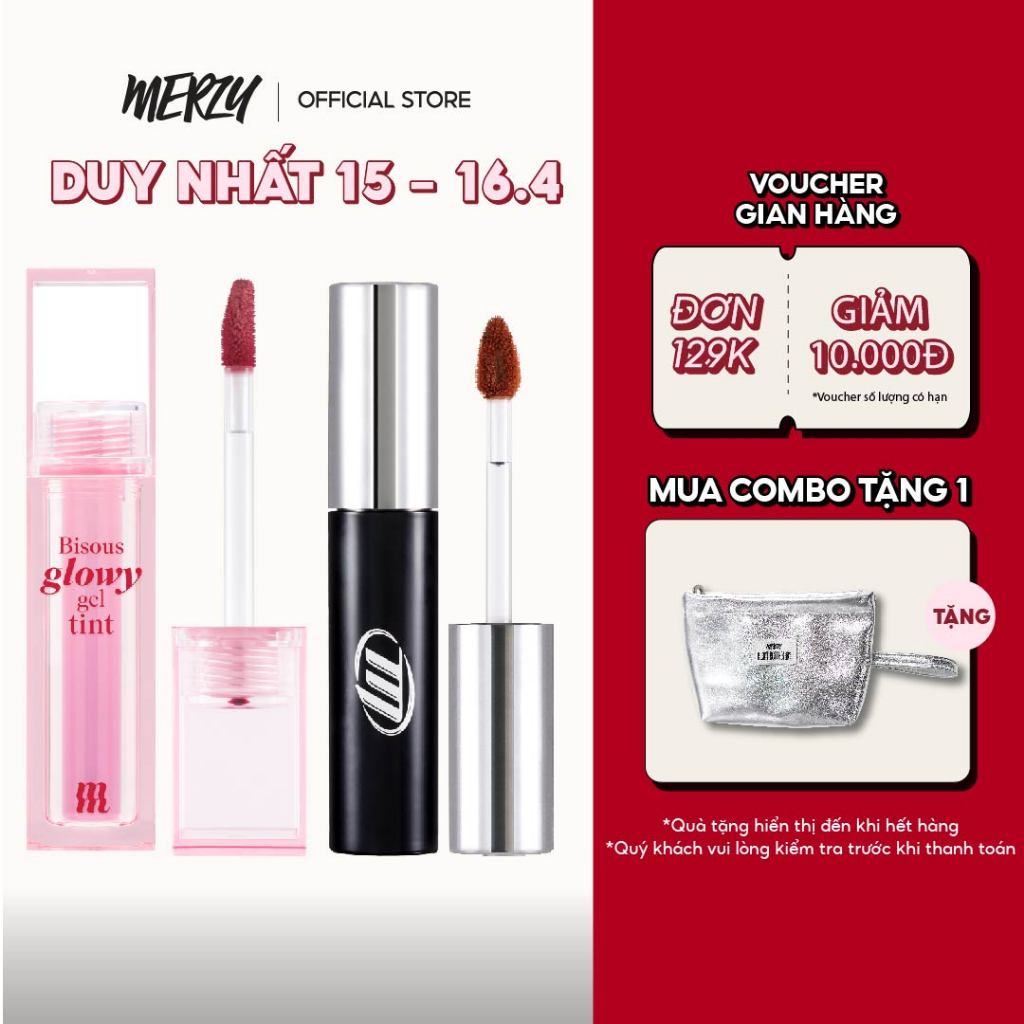 Combo Son Tint Bóng Merzy Bisous Glowy Gel Tint 4g + Son Lì Merzy Cyber ...