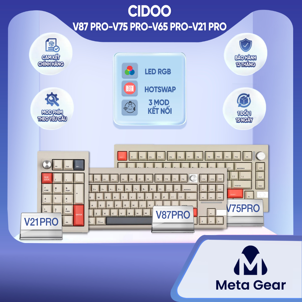 [Chính hãng] Bàn Phím Cơ Cidoo V65 V3 - Cidoo V75 Pro - Cidoo V87 Pro - Bàn phím không dây, Led ...