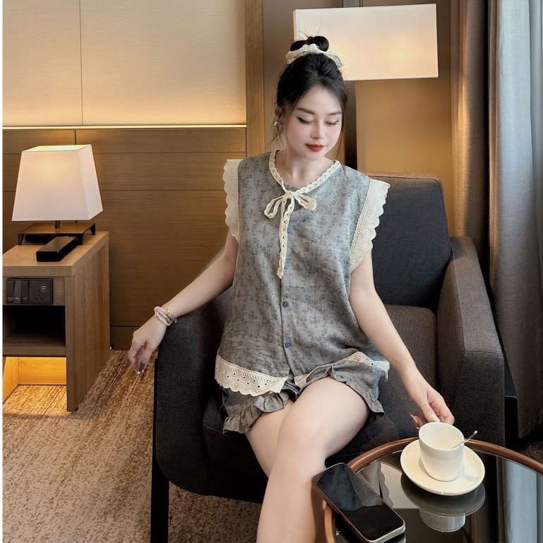 Set Bộ Đũi Ba Lỗ Ren Bèo Phong Cách Vintage Vải Đũi Tơ Xước - BL66 | Shopee Việt Nam