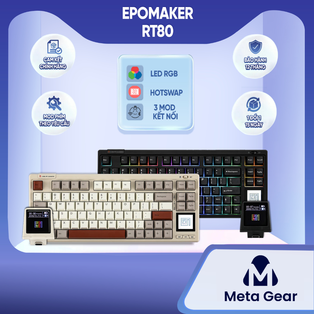 [CHÍNH HÃNG] Bàn phím cơ Epomaker RT80 - Bàn phím Retro, Led RGB ...