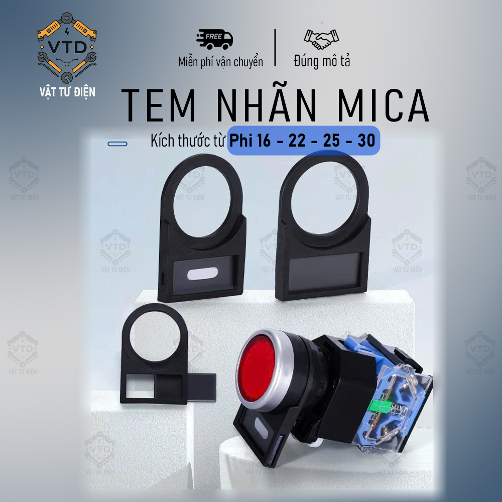 Tem nhãn mica nút nhấn phi 16 22 25 30, chất liệu nhựa PVC - Tem mica ...