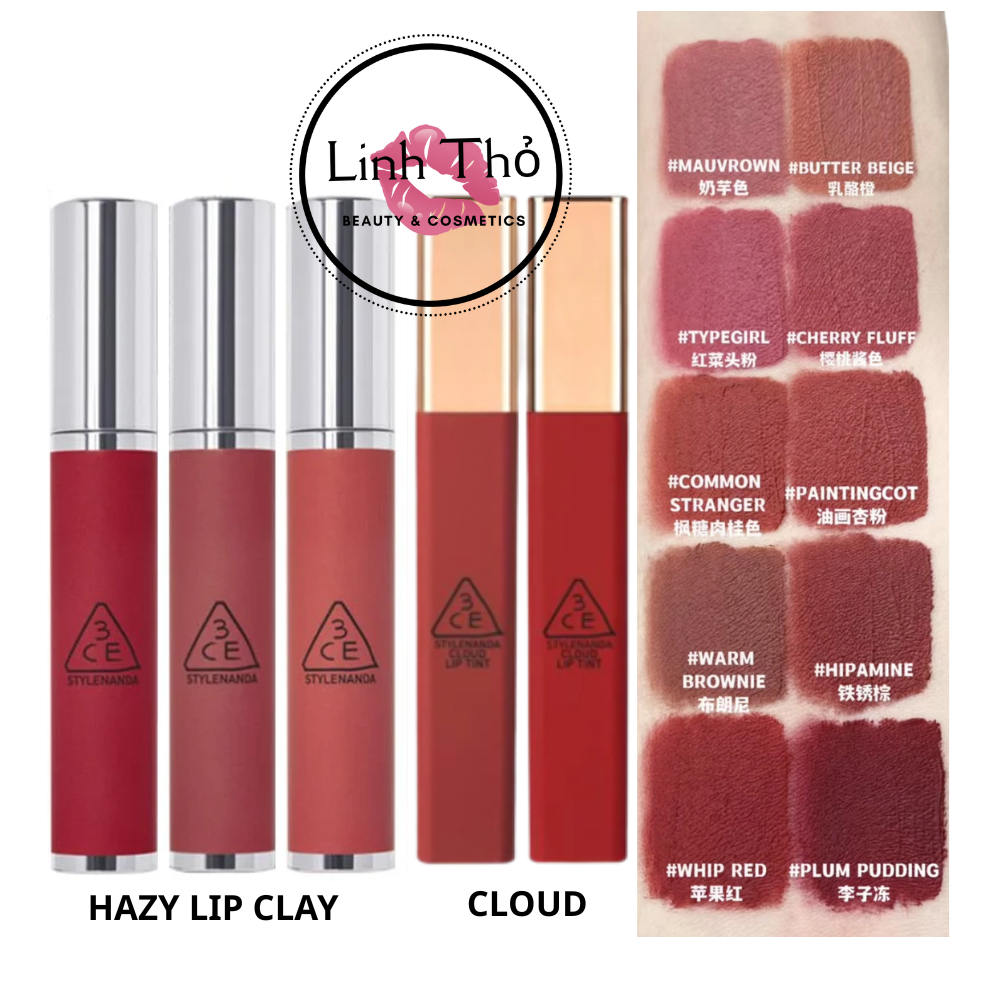 [AUTH - HIDDEN TAG] Son Kem Lì 3CE Hazy Lip Clay - Cloud Lip Tint 4g | Shopee Việt Nam