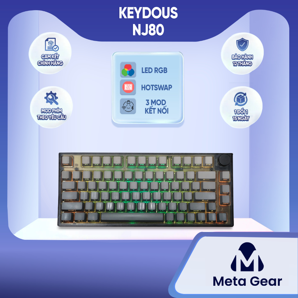 [CHÍNH HÃNG] Bàn phím cơ Keydous NJ80 - Bàn phím Bluetooth, Led RGB, Có ...