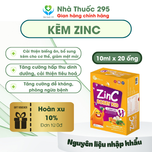 Kẽm Zinc Bobby Kid METAPRAMA Sản phẩm bổ sung Kẽm Lysine DHA giúp cải ...