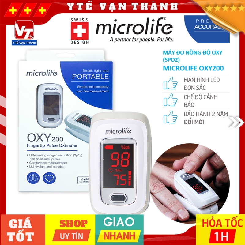 Máy Đo Nồng Độ Oxy (SPO2) Microlife OXY200 (OXY 200) | BẢO HÀNH 2 NĂM ĐỔI MỚI -VT0389 | Shopee ...