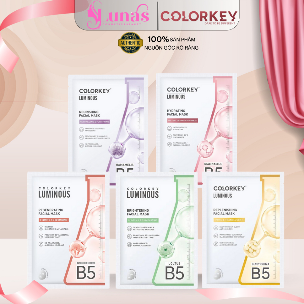 Mặt Nạ Giấy Cấp Ẩm,Phục Hồi Da Colorkey Luminous Vitamin B5 Facial Mask ...
