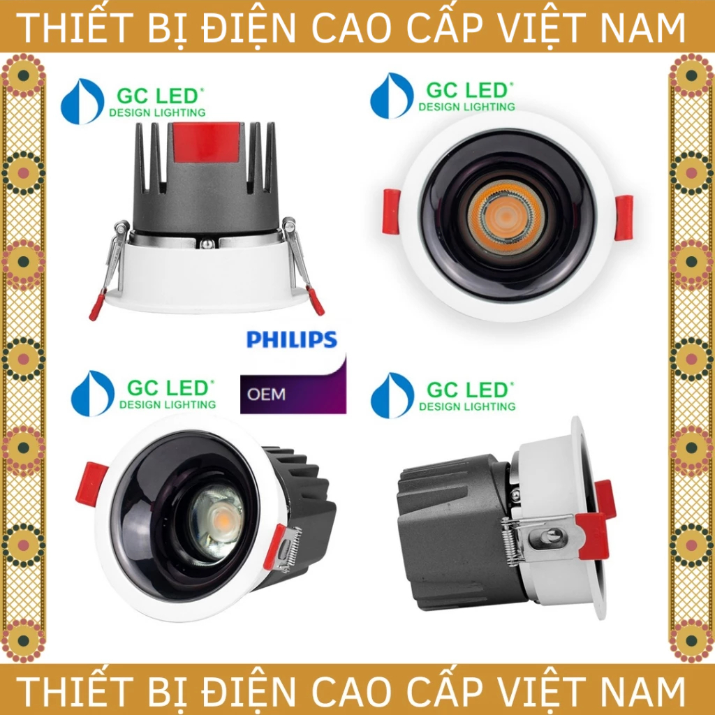 [GC] Đèn âm trần Spotlight nguồn Philips cao cấp GC LED 12W/D75, VESTA mã GC-SP-PRO, chiếu rọi ...