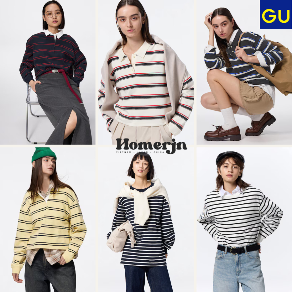 [Sẵn Ít] [GU SALE] Áo Dệt Kim/Cotton Polo Kẻ Ngang Chính Hãng - Nội Địa Nhật | Shopee Việt Nam