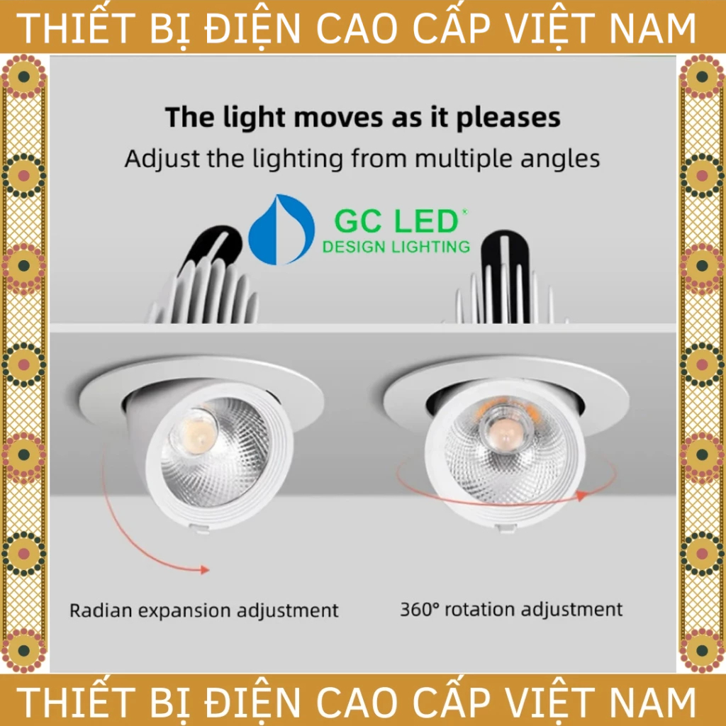 [GC] Đèn âm trần xoay góc 360 độ 12W/D95mm GC LED JUNO mã GC-XG360 ...