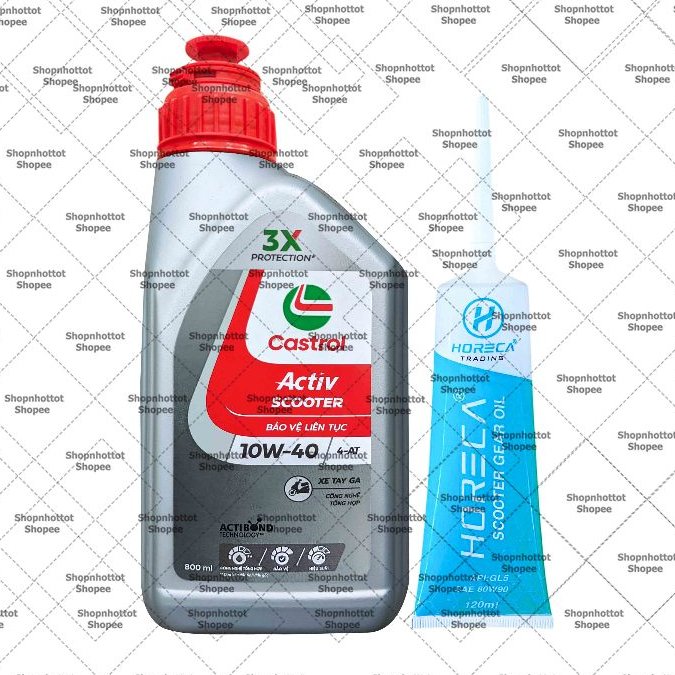 Bộ Combo Dầu nhớt tay ga Castrol Activ Scooter 10w40 800ml (0.8L ...