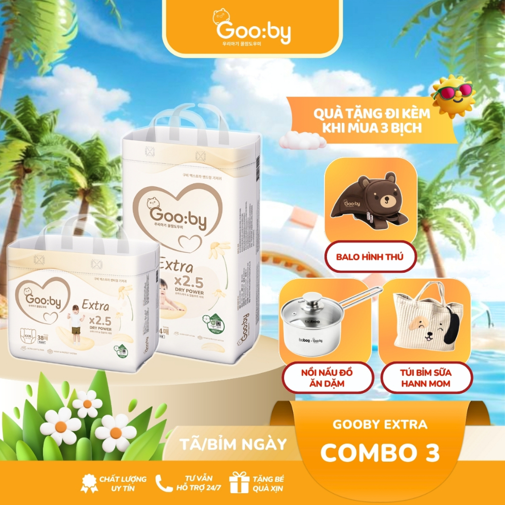 Combo 3 Bịch Bỉm quần Gooby Extra mềm mại, an toàn, siêu thấm hút size ...