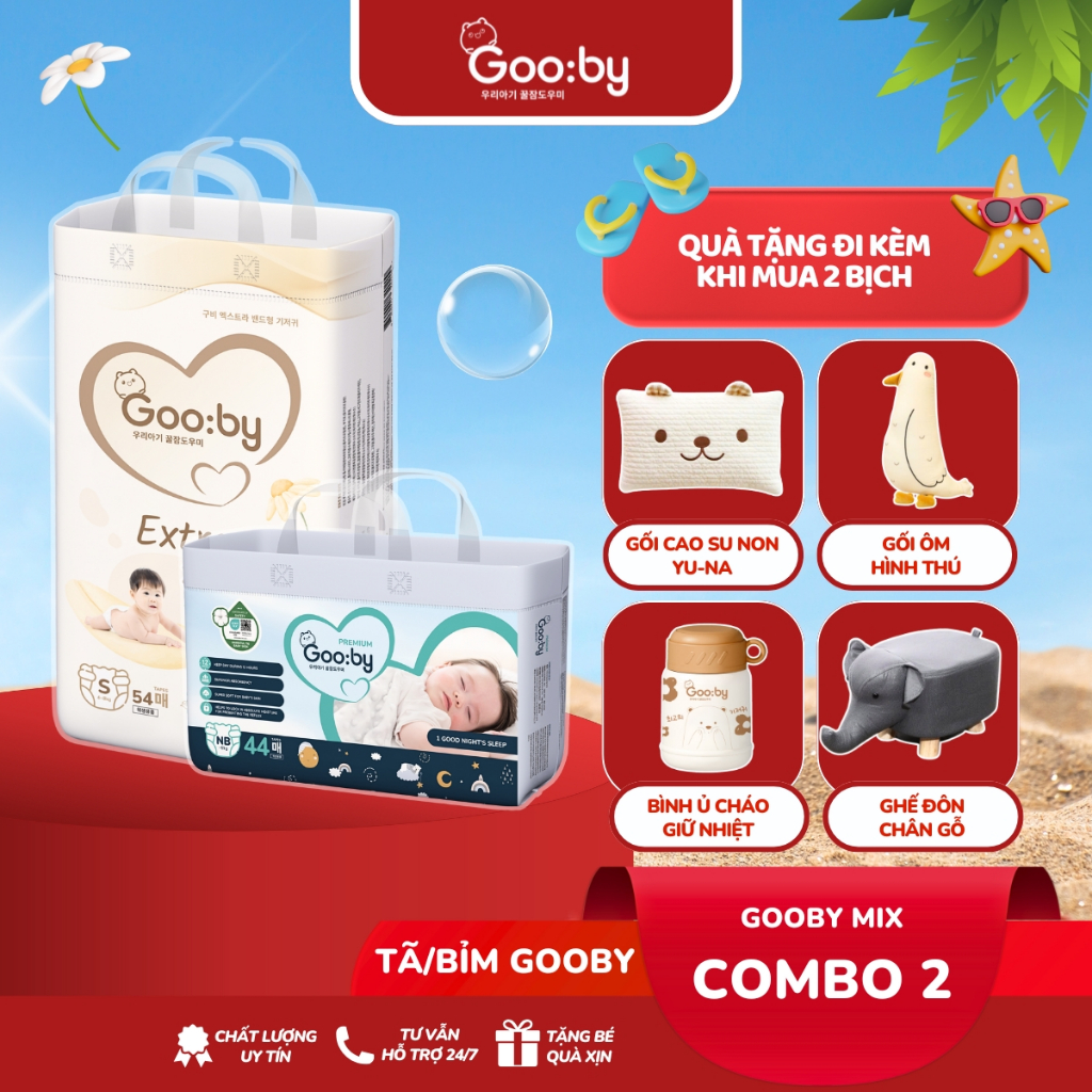 Combo Ngày và Đêm Bỉm quần, dán Gooby Extra mềm mại, an toàn, siêu thấm ...