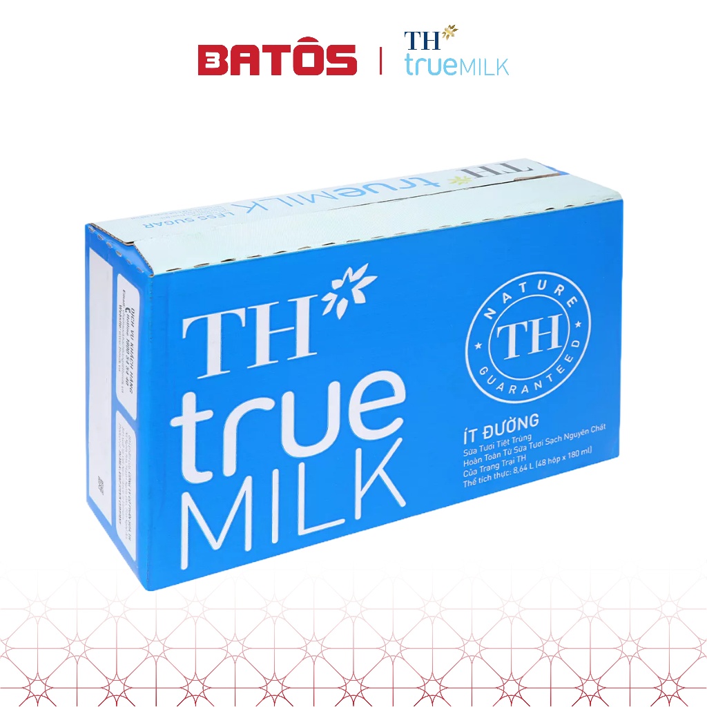 Thùng 48 hộp sữa tươi tiệt trùng TH true MILK ít đường 180 ml (180 ml x 48) | Shopee Việt Nam