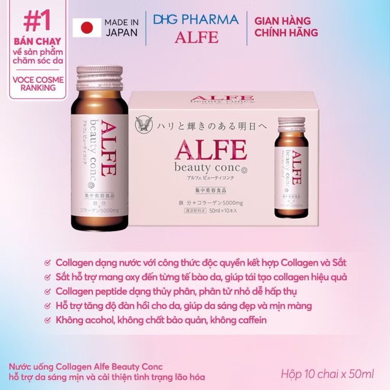 Collagen Uống ALFE Beauty Conc Tăng Độ Đàn Hồi, Giúp Da Săn Chắc Hộp 10 chai x 50ml | Shopee ...