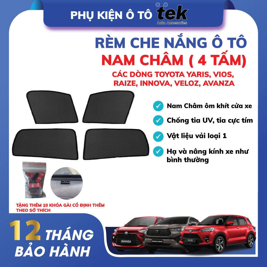 Rèm Che Nắng Ô Tô Chuẩn Khít Cửa Xe Toyota Yaris, Vios, Raize, Innova ...