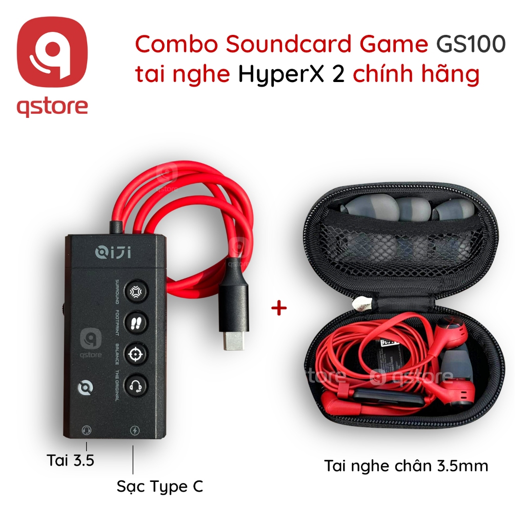 Combo Tai Nghe Hyper X Cloud Ear Buds 2 Và Soundcard Game GS100 V2 ...
