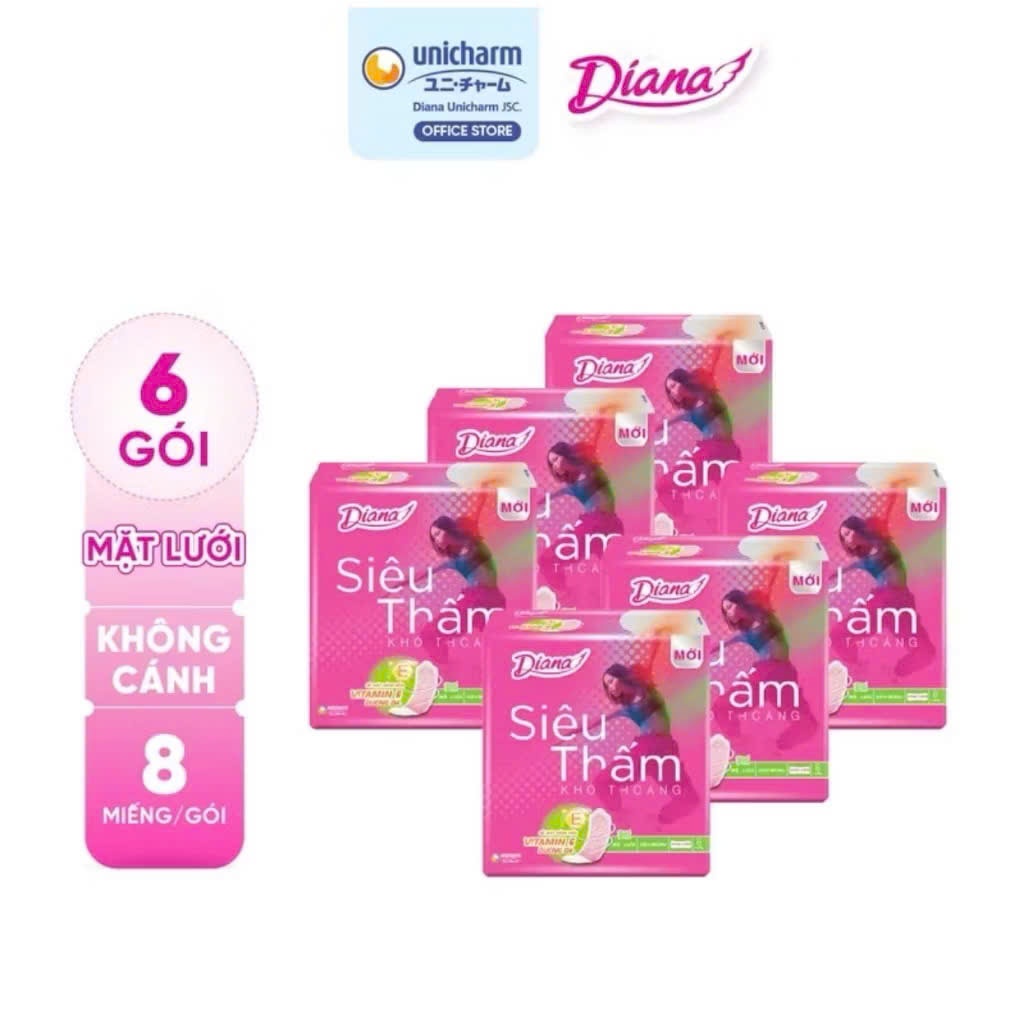 { GIẢM 20%} COMBO 6 GÓI BVS DIANA SIÊU THẤM SIÊU MỎNG KHÔNG CÁNH 8M ...