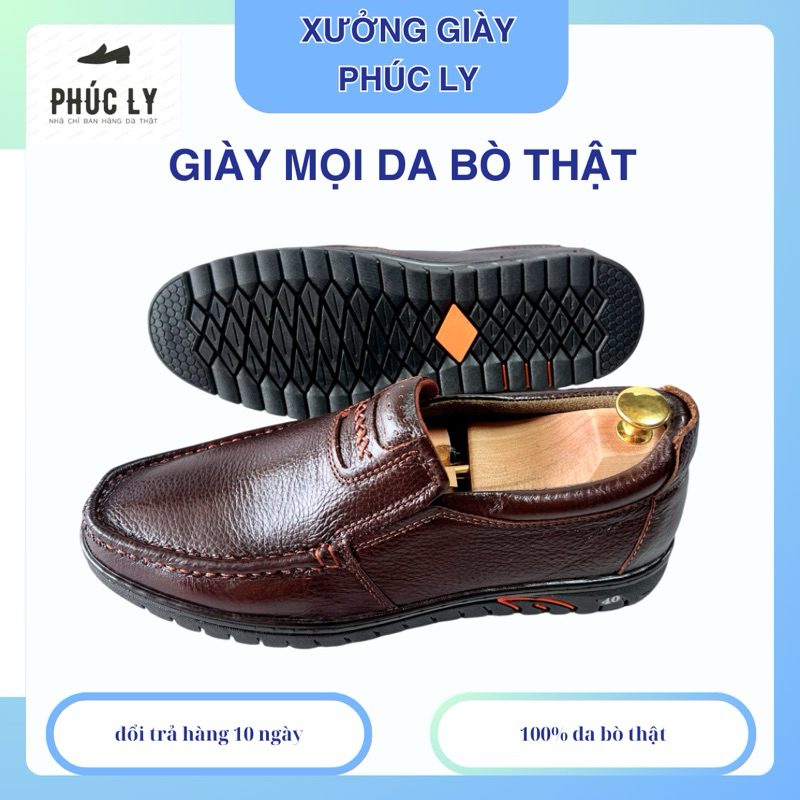 Giày mọi sân Da bò thật - phúc ly - bảo hành 12 tháng - dành cho nam - size 38-44 nâu đen vàng ...