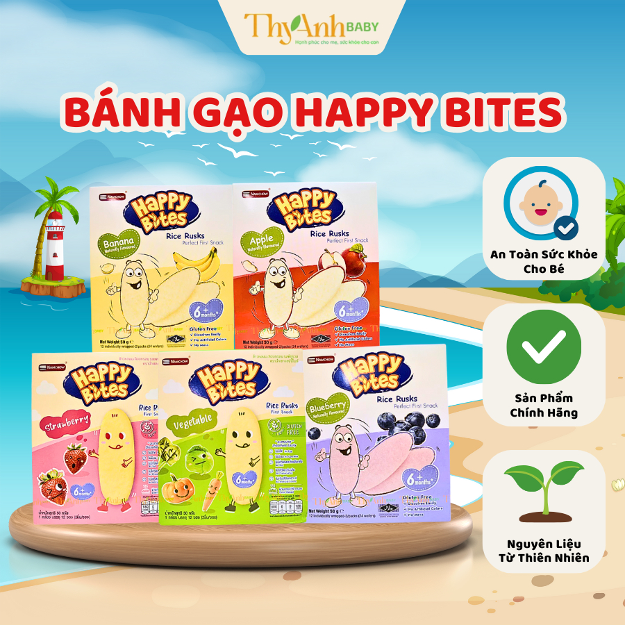 Bánh Gạo Ăn Dặm Cho Bé Happy Bites Thái Lan cho bé 6m+ | Shopee Việt Nam