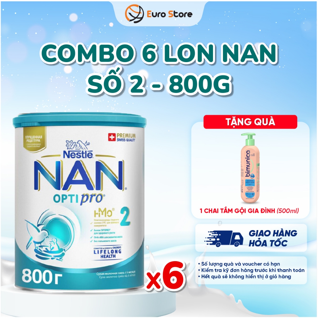 [COMBO 6 HỘP] Sữa Nan Nga HMO Optipro Số 2 Mamako Bổ Sung Dinh Dưỡng Cho Bé Hộp 800g - Euro ...