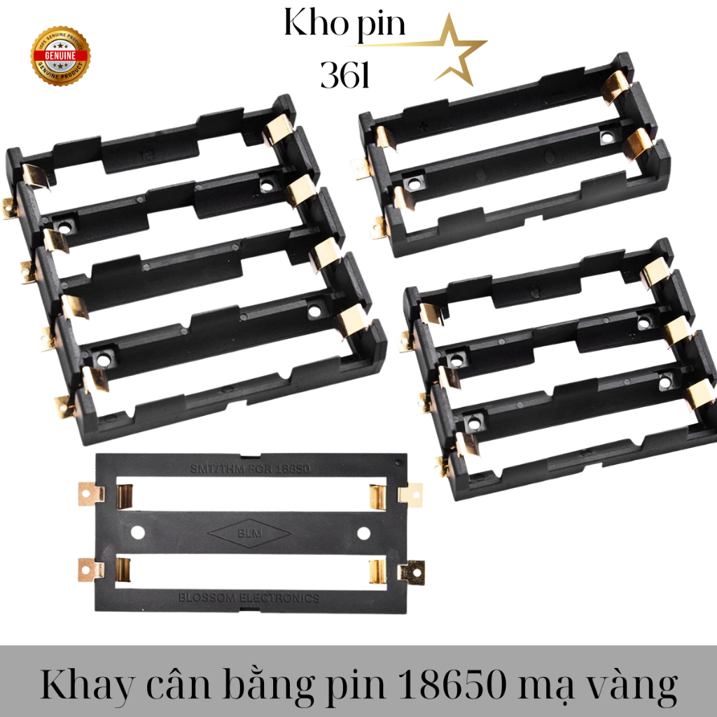 Đế gắn pin - khay pin - khay cân bằng pin 18650 1/2/3/4 cell mạ vàng ...