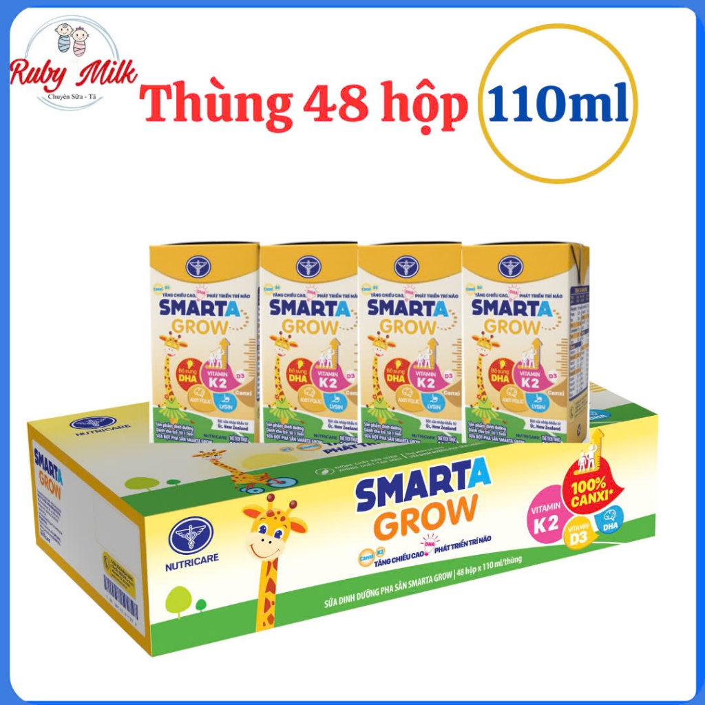 Thùng 48 hộp sữa công thức pha sẵn Nutricare Smarta Grow 110ml - Hỗ trợ ...